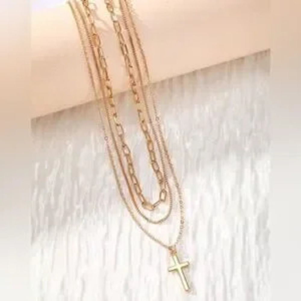 Jewelry | Gold 3pc Cross Chain Necklace Set | Poshmark